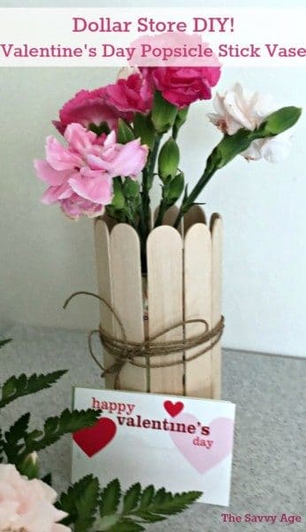 Dollar Store Craft: Valentine's Day Popsicle Stick Vase - The Savvy Age